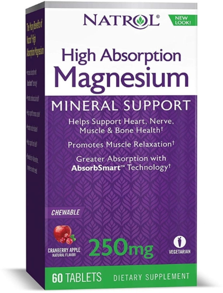 Natrol High Absorption Magnesium Chew Tablets, 60 ea (Pack of 2 ...
