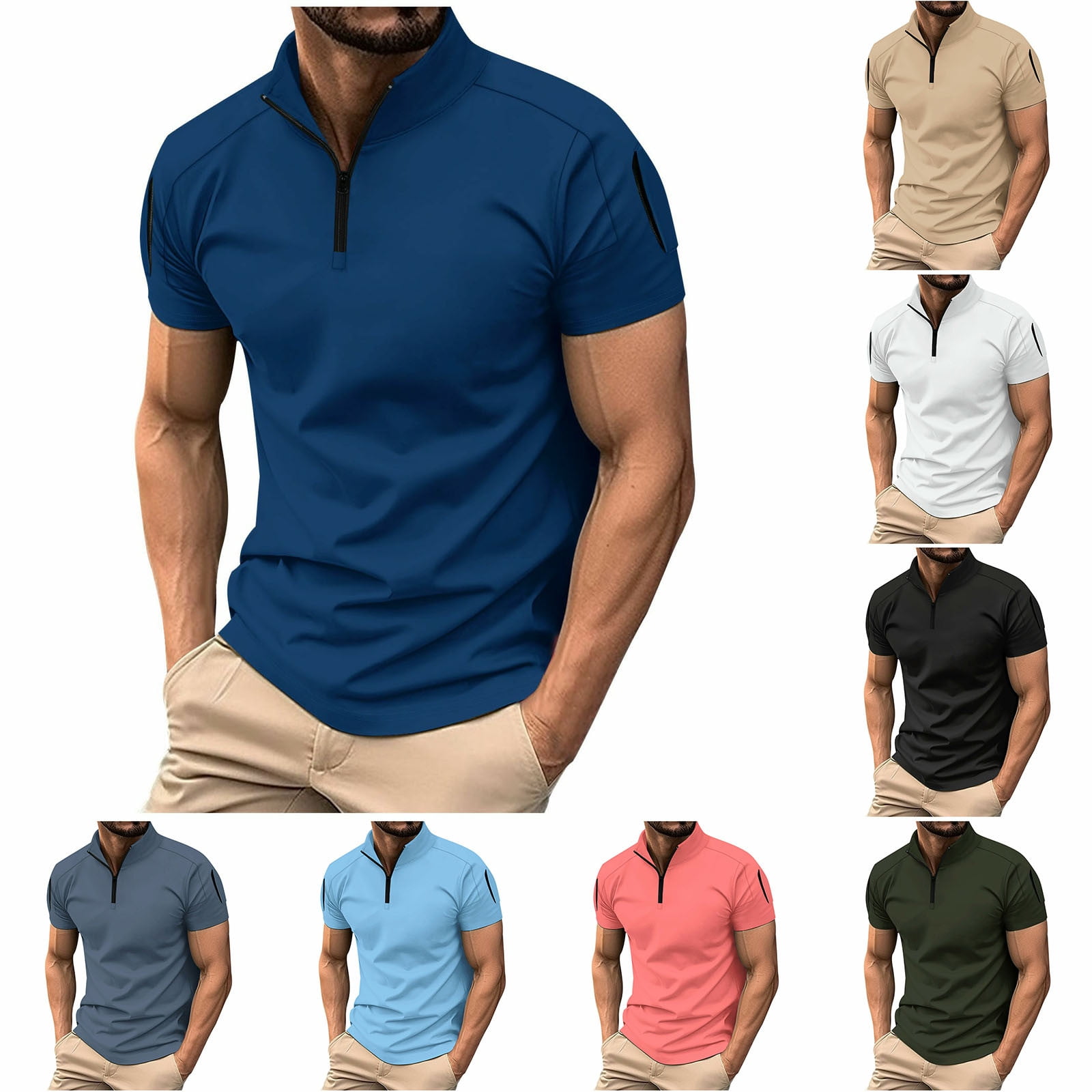 Click here for Qipopiq Mens Short Sleeve Polo Shirts Quarter-Zip... prices