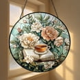 Book and Tea Scene Stained Glass Style Suncatcher – Window Decor ...