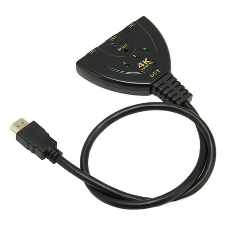 HD Multimedia Interface Hub Selector, Black 3 LED Indicators 4K 3 Port ...