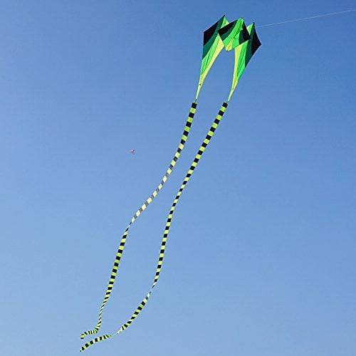 Besra Large Single Line 3D Diamond Flowing Frog Kite with 2 Long Tails ...
