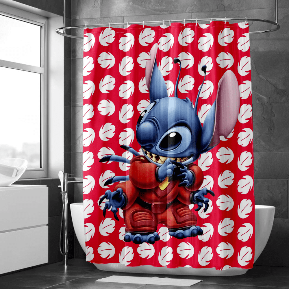 Lilo And Stitch Shower Curtain Liner Cartoon Bathroom Decor Curtain With