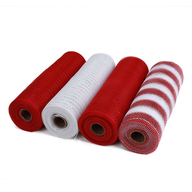 Deco Mesh Poly Ribbon for Craft, Wreaths, Swags and Decorating - 10.2 ...