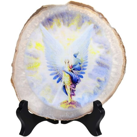 Colorful Space Agate Slab Display with Wooden Stand | Walmart Canada