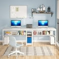 Two Person Desk with Bookshelf, 78.7 Computer Office Double Desk for ...