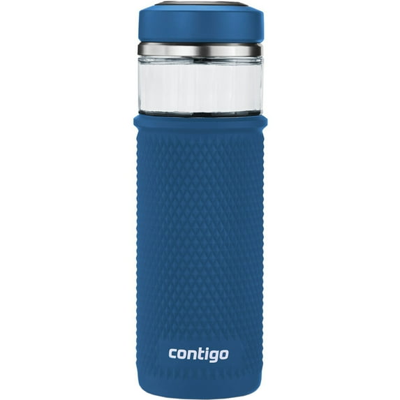 Contigo 20 oz. Evoke Glass Water Bottle with Quick-Twist Lid, Reusable, Slim Design, and Easy ...