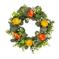 Artificial Flower Wreath with Eucalyptus Leaves and Rose Accents, for ...