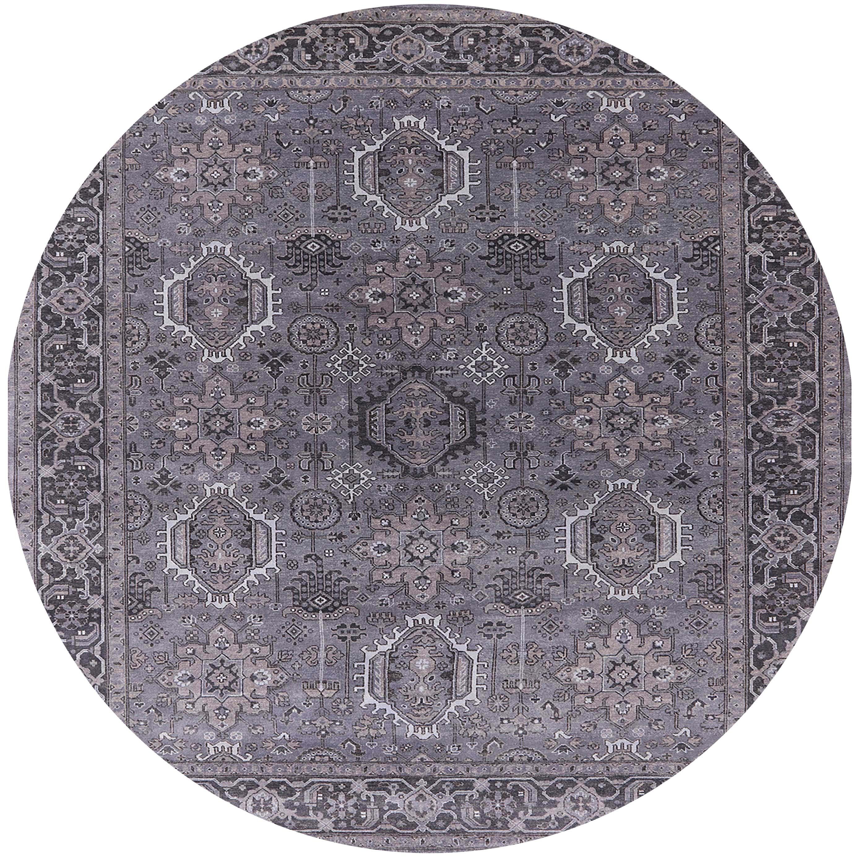 Ahgly Company Indoor Round Mid-Century Modern Gray Oriental Area Rugs ...