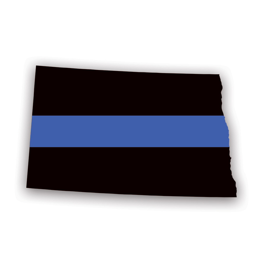 North Dakota State Shaped The Thin Blue Line Sticker Decal - Self Adhesive Vinyl - Weatherproof ...