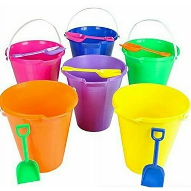Glittery Plastic Beach Pails with Shovels 7 inches for Kids Sand Castle ...