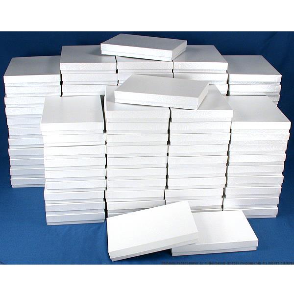 100 White Swirl Cotton Boxes Necklace Jewelry Gift Box Displays 7 1/8 ...