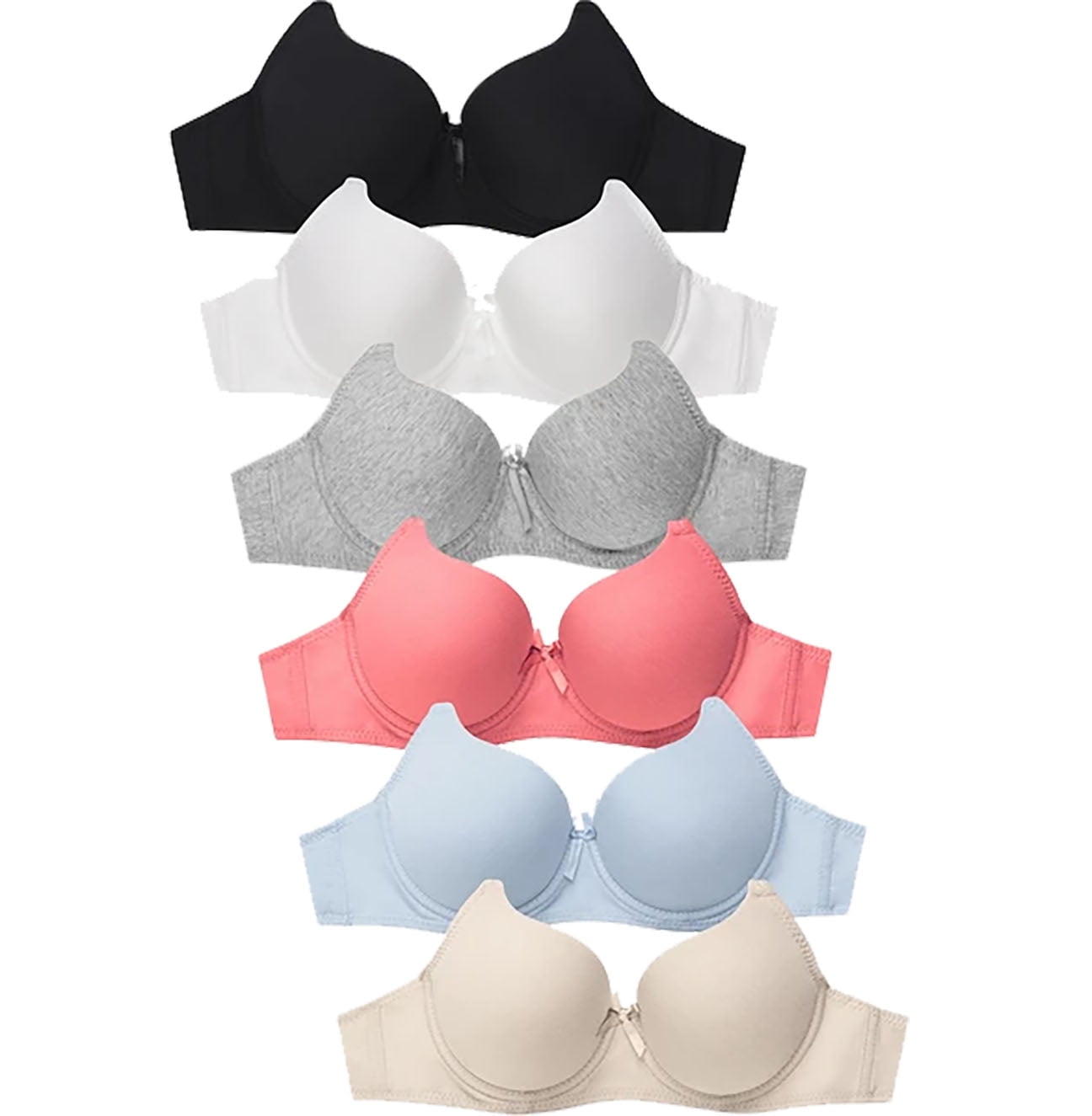 Pack of 6 pieces Women's Wired Basic Regular Padded Everyday Bras A/B/C ...