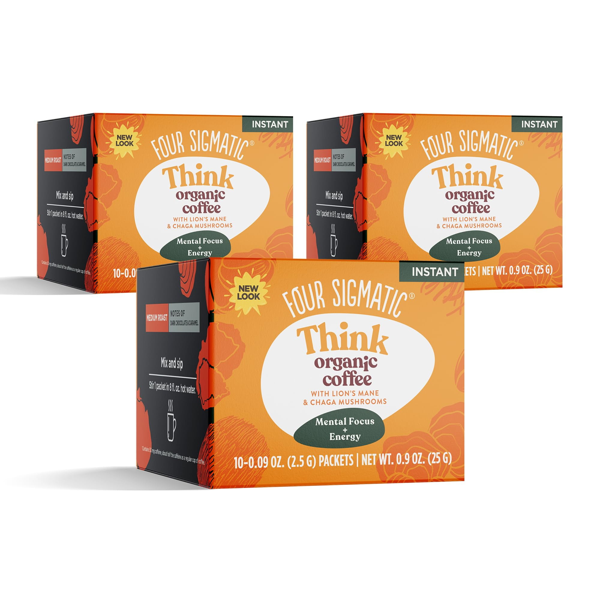 Four Sigmatic Mushroom Mix Coffee Lion's Mane | Think | Pack of 3 (30 ...
