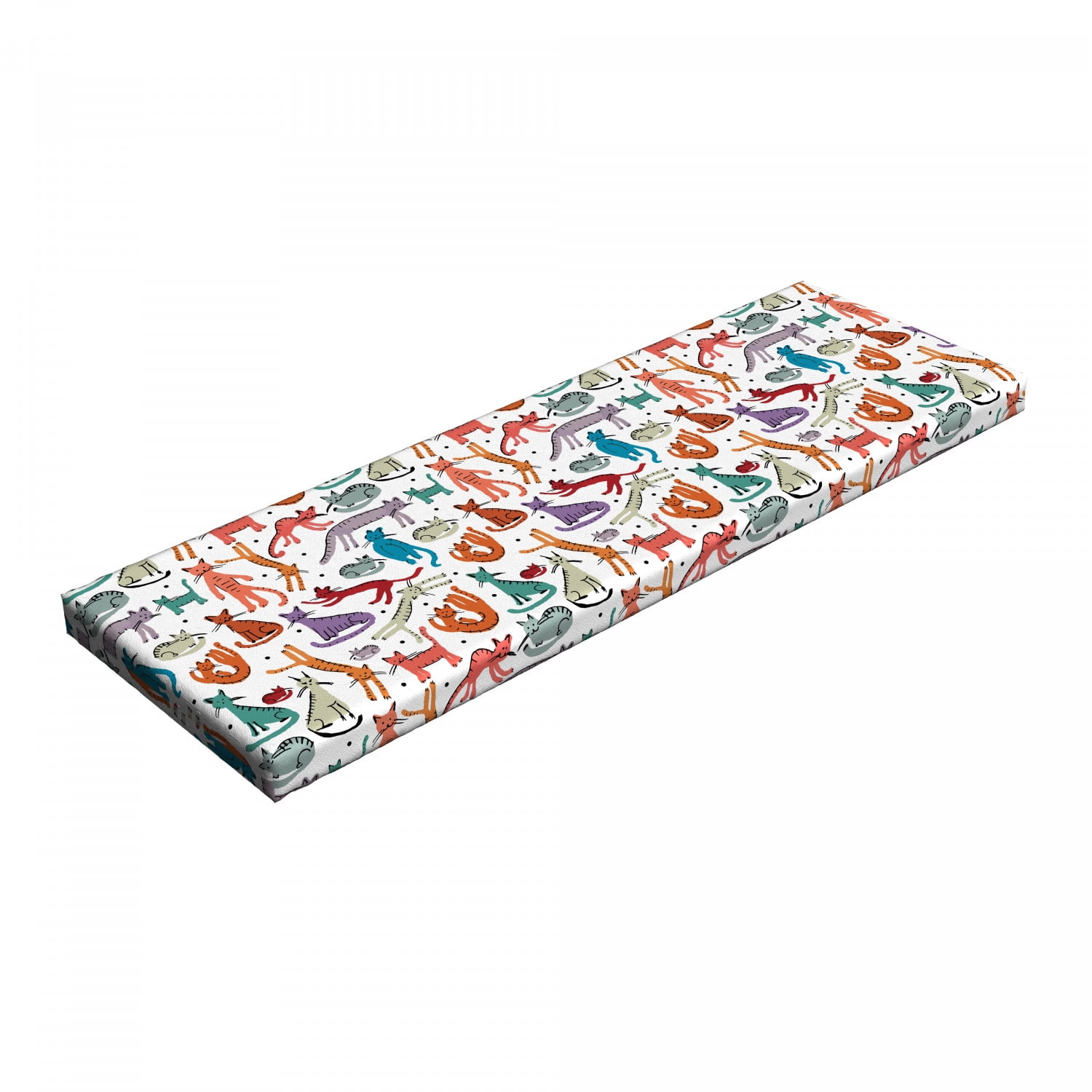 Cats Bench Pad, Cheerful Sketch Art of Kittens in Pastel Colors and ...
