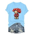 adviicd Womens Short Sleeve Tops Summer Teddy Bear Print T Shirts Round ...