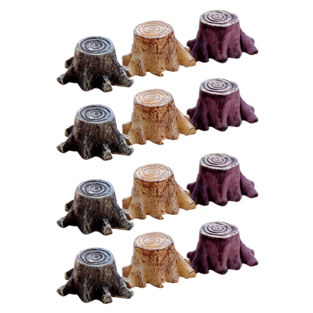12Pcs Artificial Mini Root Stump Resin Tree Stump Decoration (Random ...