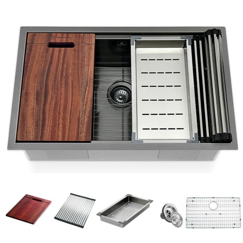 TRUSTMADE Workstation 30-inch Undermount 16 Gauge Kitchen Sink R10 ...