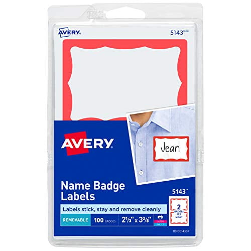 Avery Name Badge Labels Red Border 2 1 3 X 3 3 8 100 Badges 5143 Walmart Walmart avery-name-badge-labels-red-border-2-1-3-x-3-3-8-100-badges-5143-walmart-walmart
