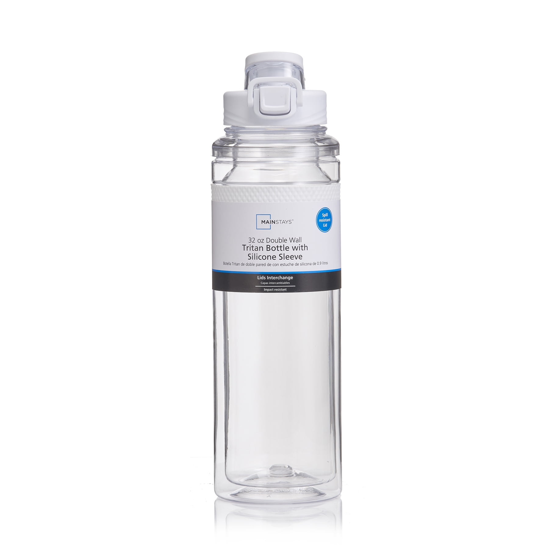 Mainstays 32 fl oz Arctic White and Clear Solid Print Plastic Water ...