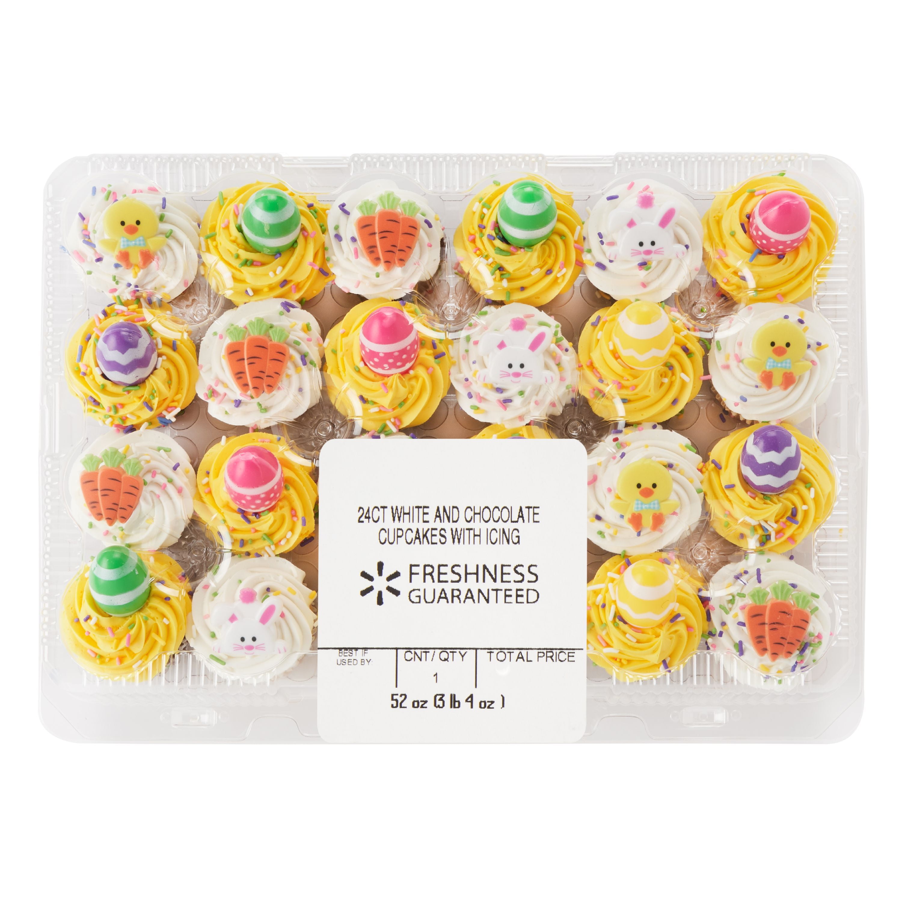 Freshness Guaranteed White and Chocolate Cupcakes with Icing, 52 oz, 24 ...