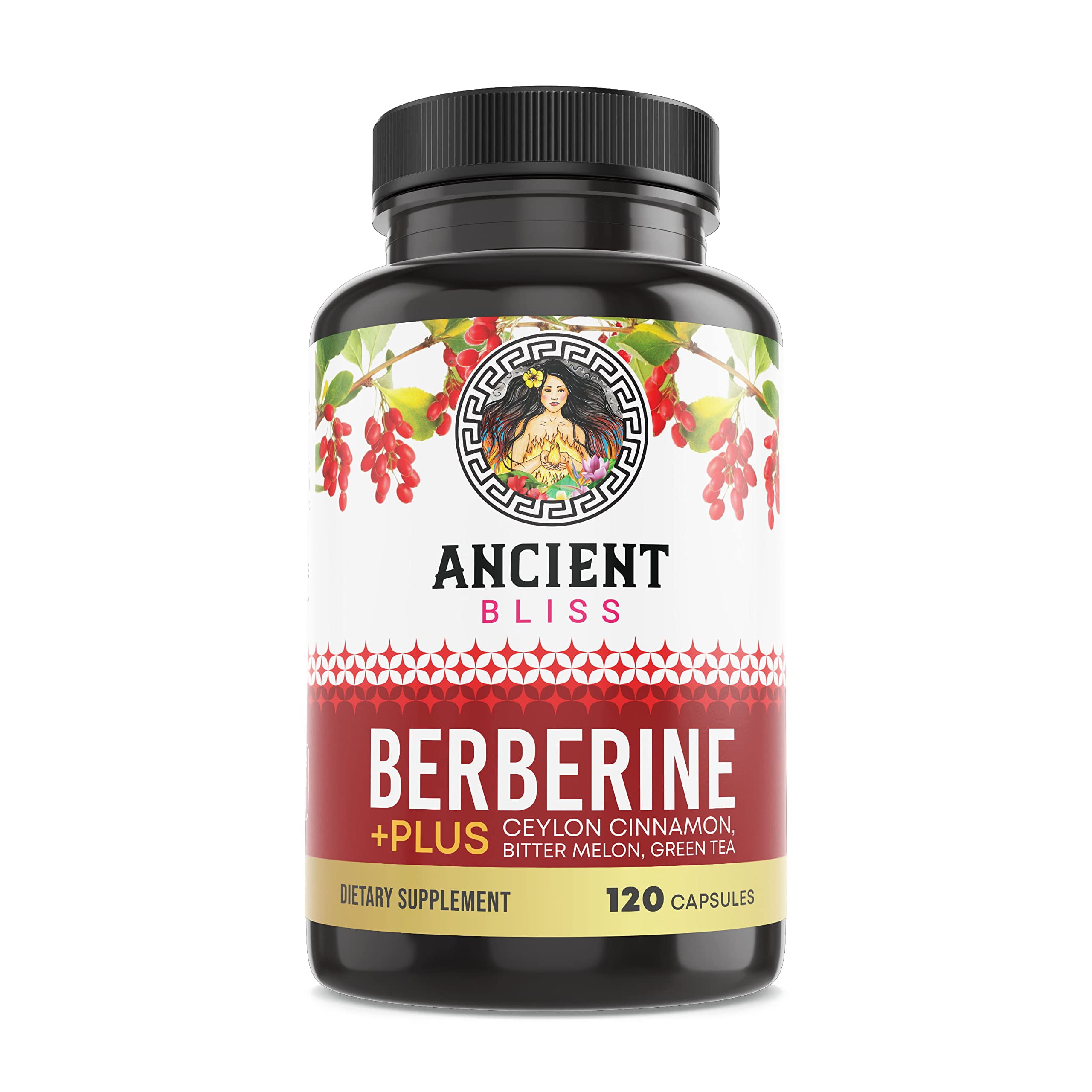 Suplemento Ancient Bliss Berberine HCL 1200 mg con Ceilán 60 cápsulas ...