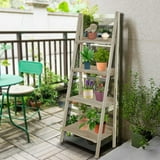 Fionafurn 4 Tier Step Ladder Shelf, Wooden Step Planter, 4 Tier ...