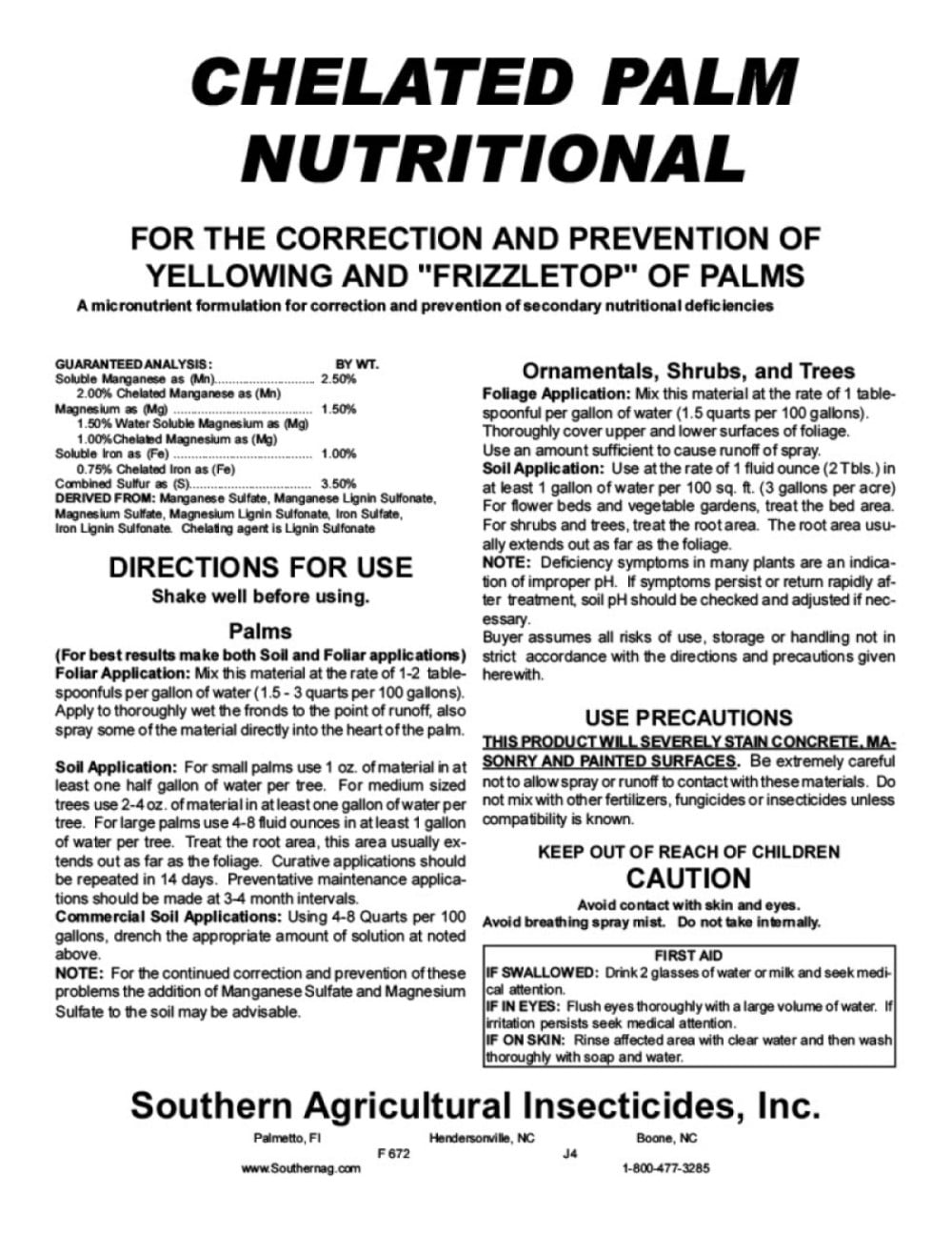 Buy Chelated Palm Nutritional Concentrate - Corrects Nutritional ...