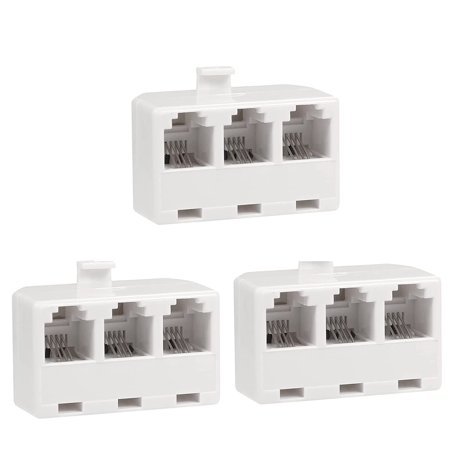 Duplex Jack Phone Wall Adapter-1 to 2 Modular Wall Jack Phone Line RJ11 ...