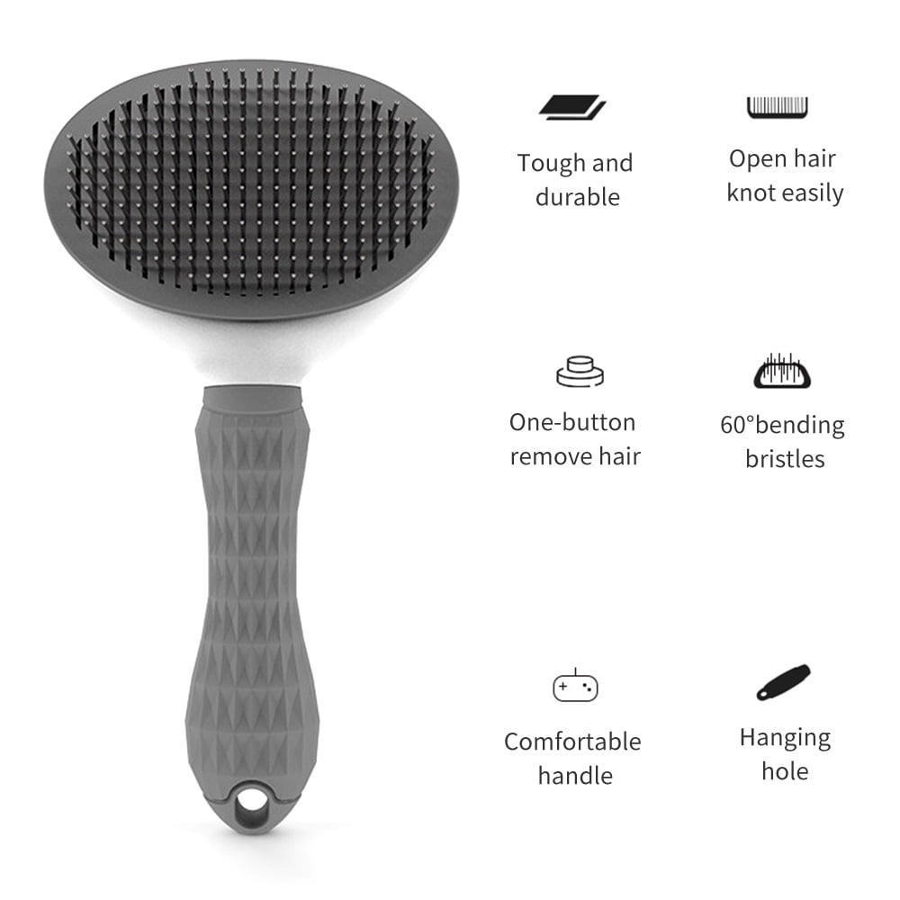 Amdohai Pets Cats Grooming Brush Hair Remover Shedding Grooming Tools For Cats One-Button Remove Hair Fine Bristles(For Cat)