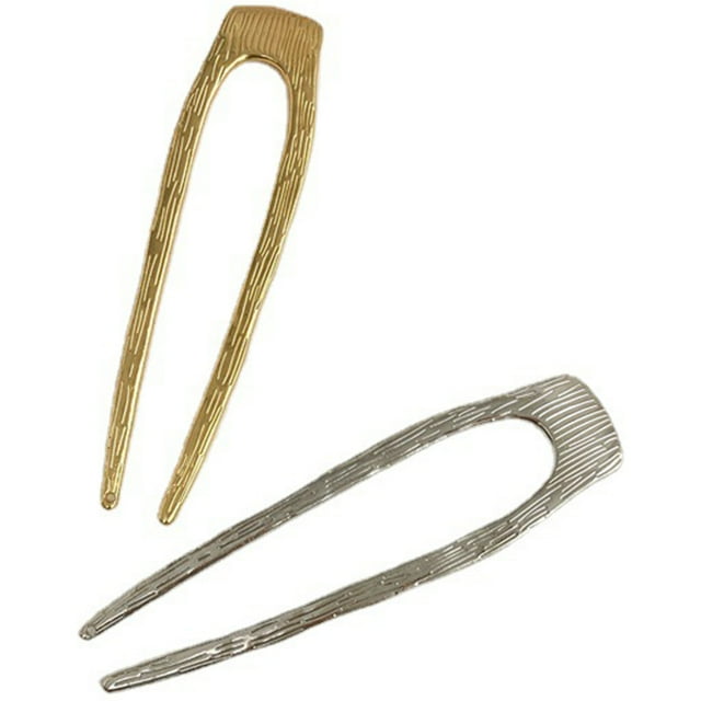 2pcs French Hair Pin U Shaped Hair Pin Metal Hair Stick Hair Fork Bun ...