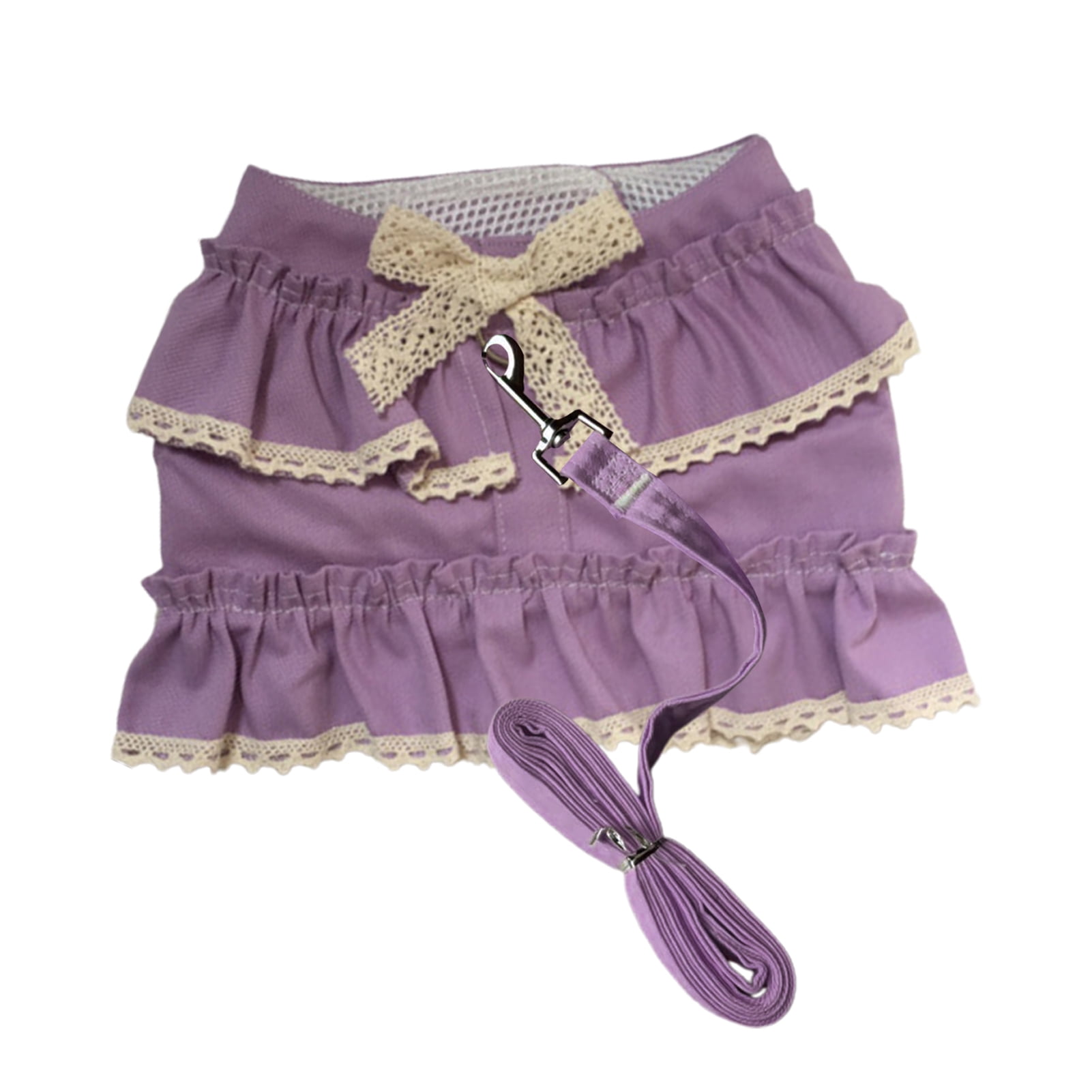 Pleated Edge Pet Leash Bow Tie, Puff Sleeve, Lace Hemming - Medium ...