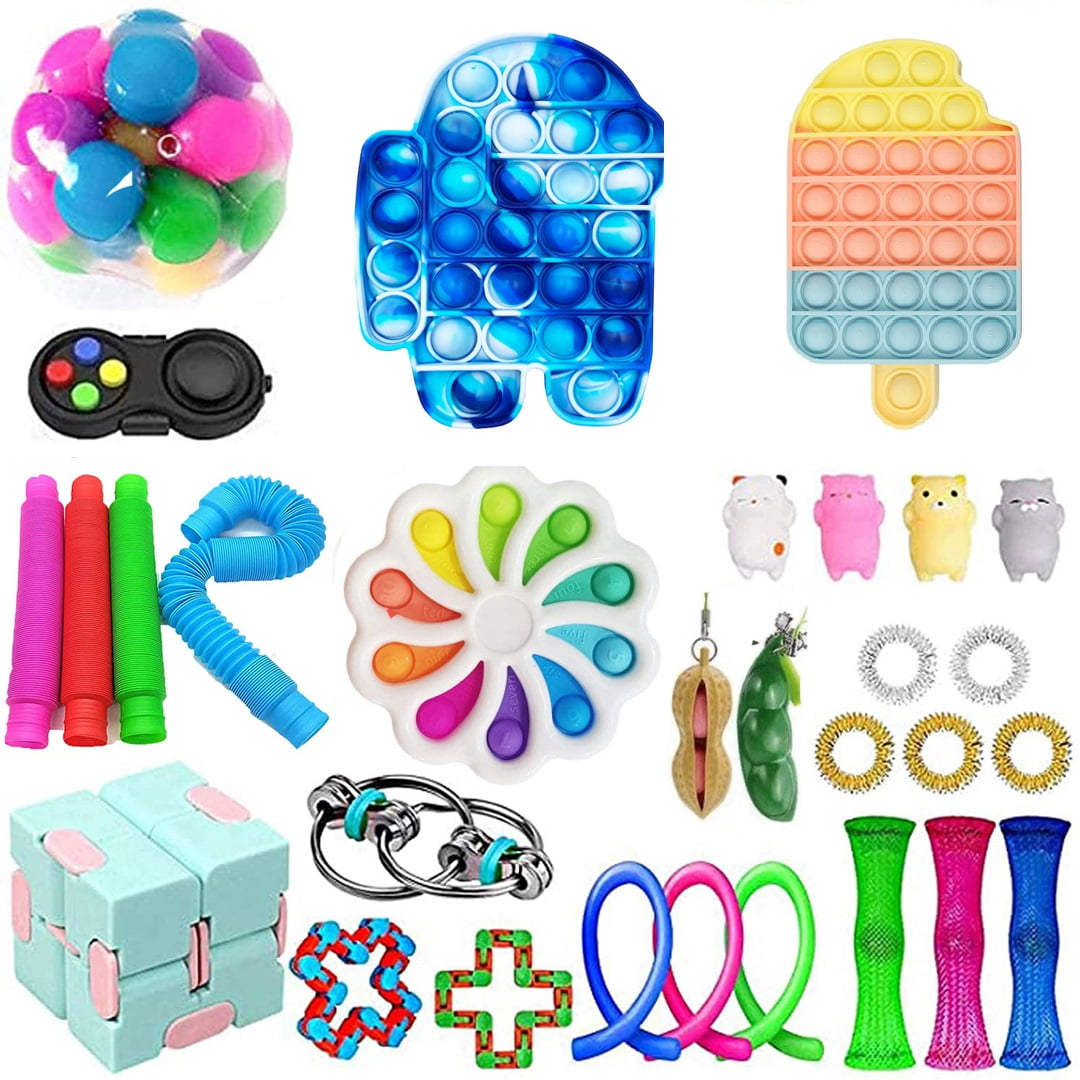 Emmababy 30 Pieces Sensory Stress Relief Finger Press Bubble Fidget ...