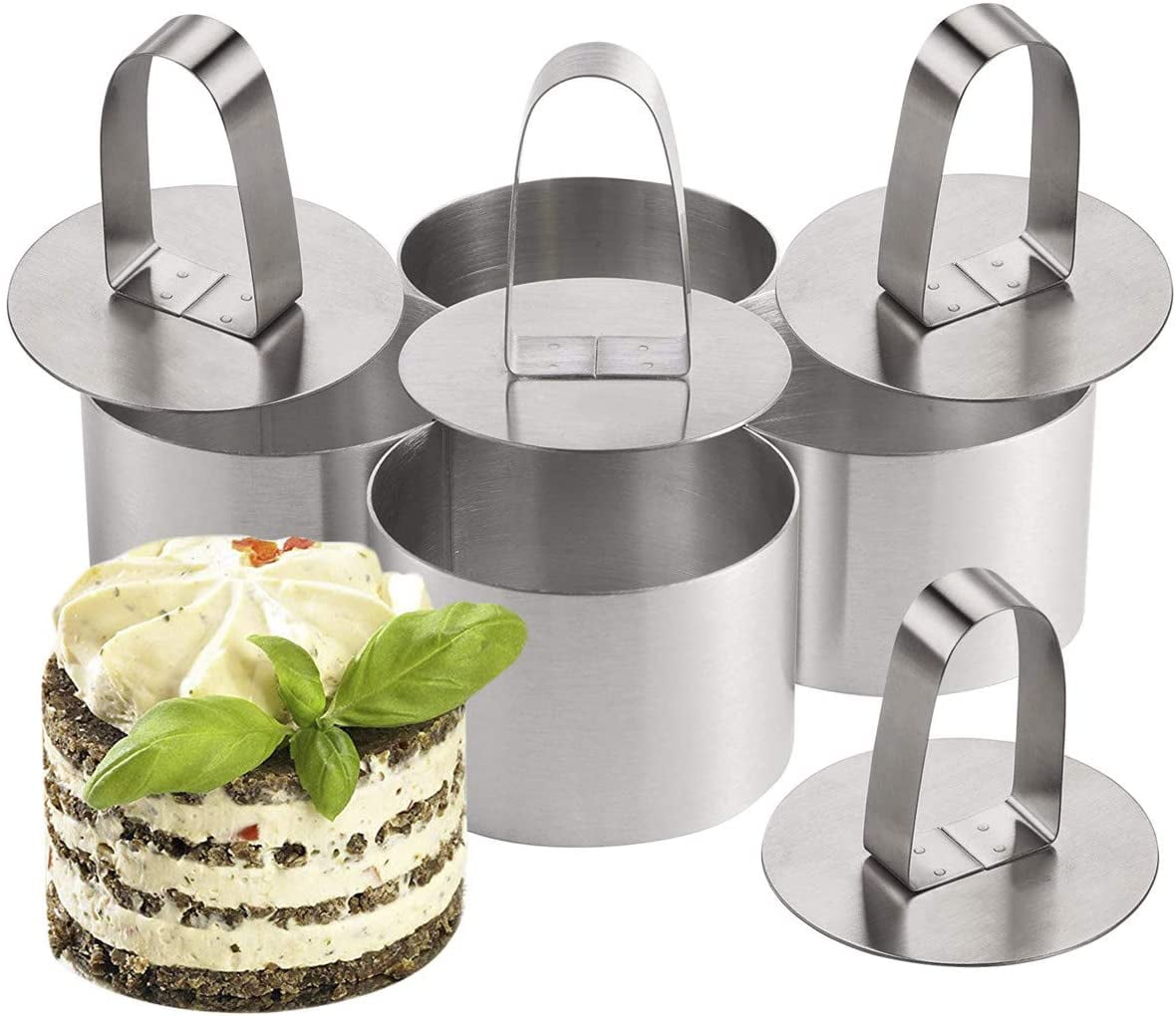 Set Of 4 Cooking Circles With Stainless Steel Non-Stick Pusher For ...