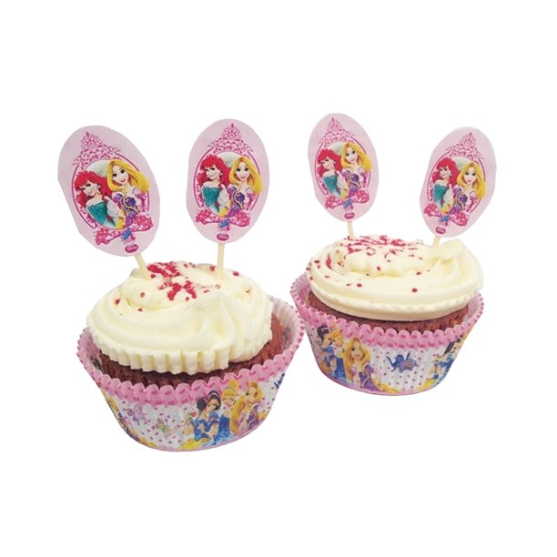 Disney Princess Characters Muffin Cases With Picks (Pack of 48 ...