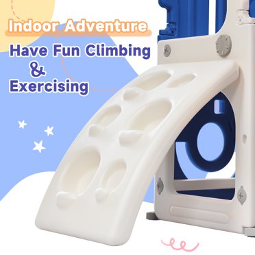 Free Shipping! Gymax 2-Step Children Castle Slide Basketball Hoop and ...