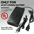 67.2V 3A Charger with IEC Plug, for 60V Li-ion Battery, Replacement for ...