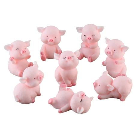 8 Mini Pig Figurines Cake Cupcake Topper Decoration, Funny Pig Doll Toy ...