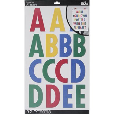 Sticko Small Red Metallic Funhouse Script Alphabet Stickers, 89 Pieces ...