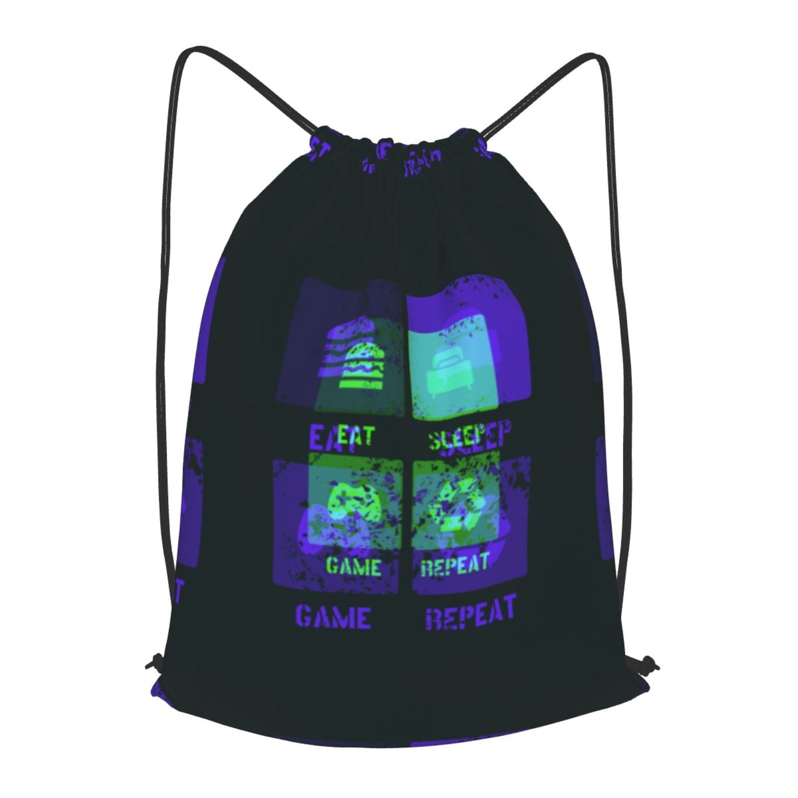 XMXT Waterproof Gym Bag, Game Icons Two Color Print Purple Drawstring ...