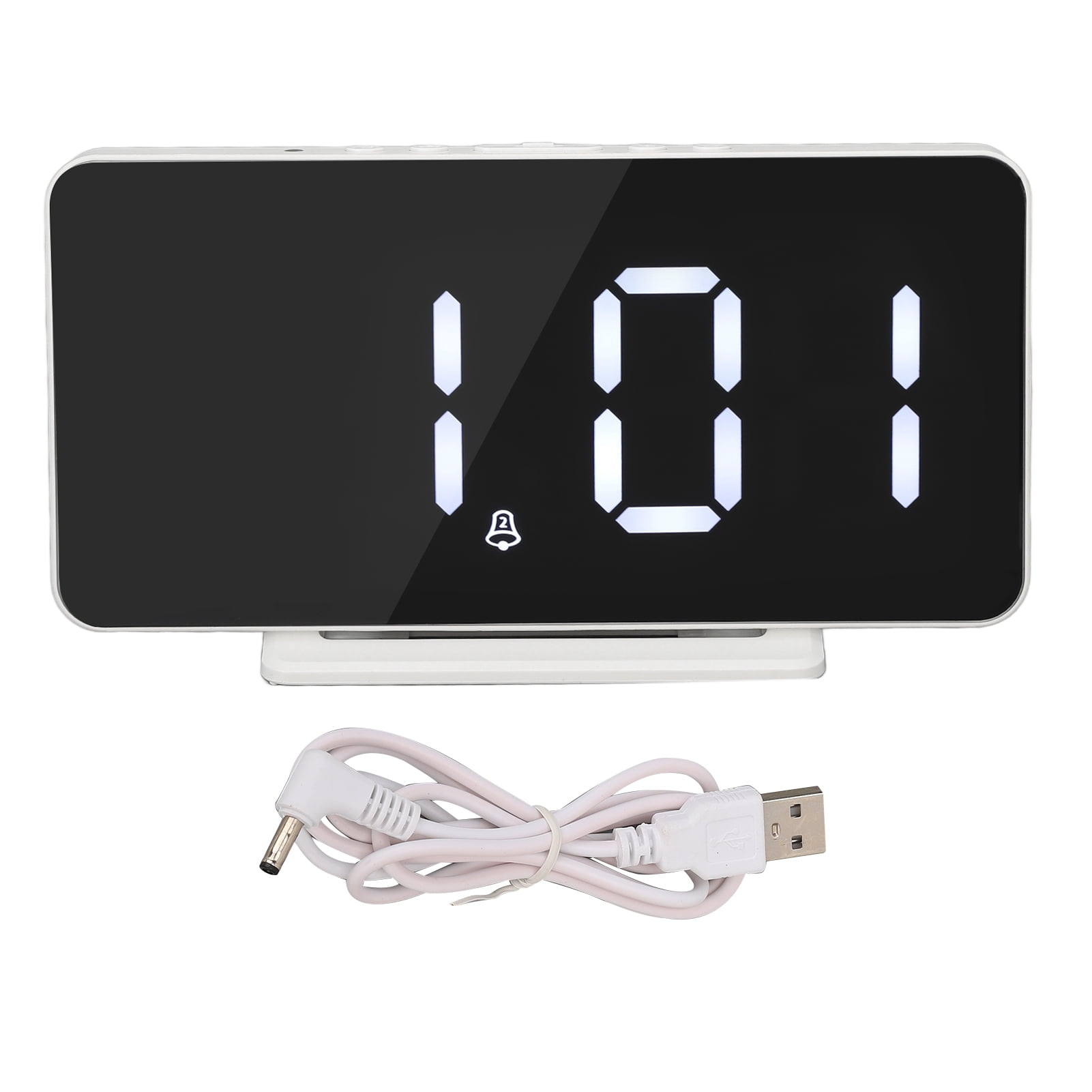 Reloj Digital con espejo LED, carga USB, alarma Dual, 3 niveles de ...