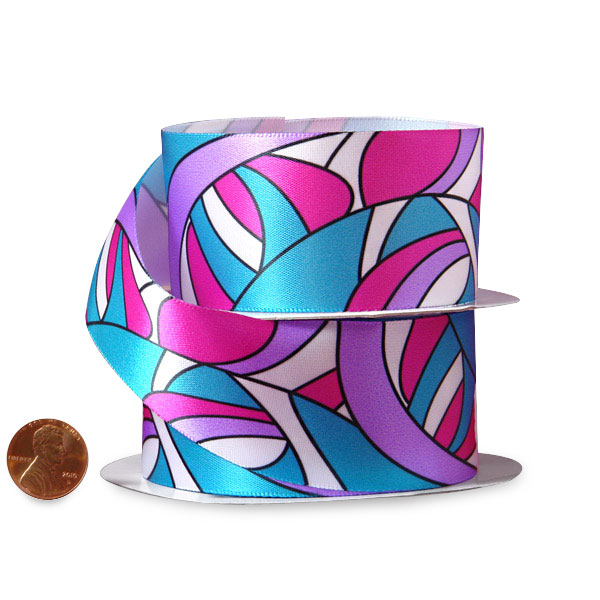 Hot Pink and Turquoise Satin Groovy Ribbon 1 1/2" X 10 Yards by Paper ...