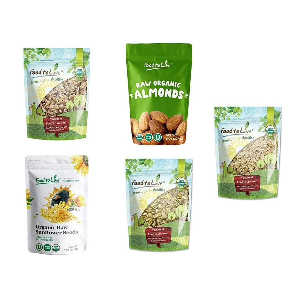 Organic Nuts & Seeds in a Gift Box - A Variety Pack of Almonds, Walnuts ...
