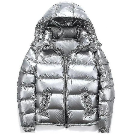 Shiny Down Jacket Winter Jacket Stand Collar Down Jacket With Hood ...