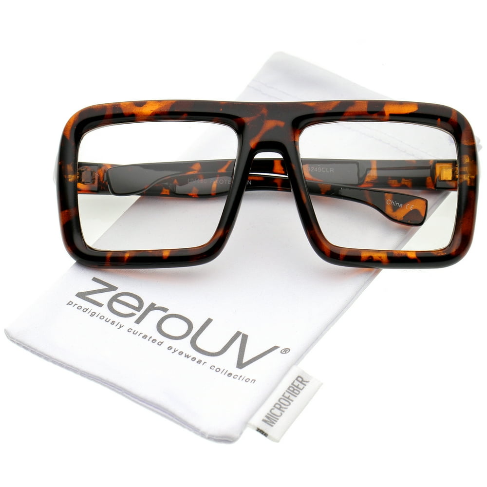 Zerouv Oversize Bold Thick Frame Clear Lens Square Eyeglasses 58mm
