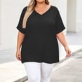 Busydd Plus Size Tops for Women Oversized Solid Color Short Sleeve ...