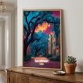 Affixzi Savannah Travel Poster Georgia USA Vibrant Oak Trees Spanish ...