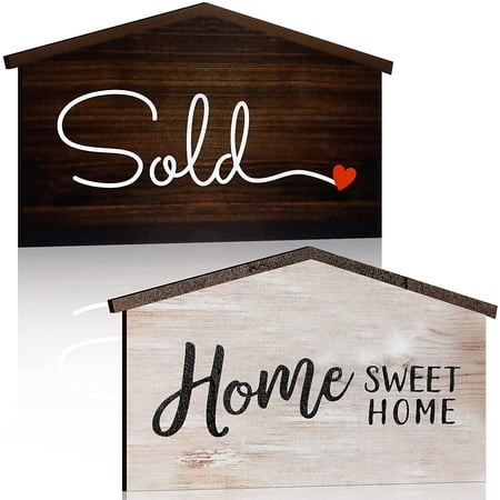 Real Estate Sold Sign House Shaped Real Estate Sold Sign Wooden Social ...