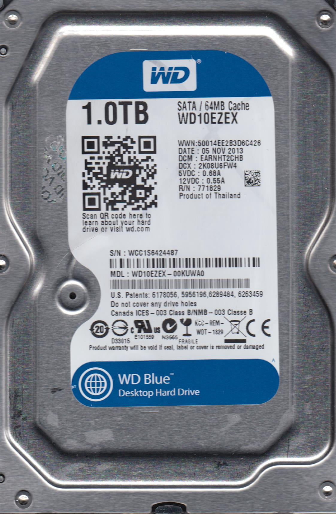 WD10EZEX-00KUWA0, DCM EARNHT2CHB, Western Digital 1TB SATA 3.5 Hard ...