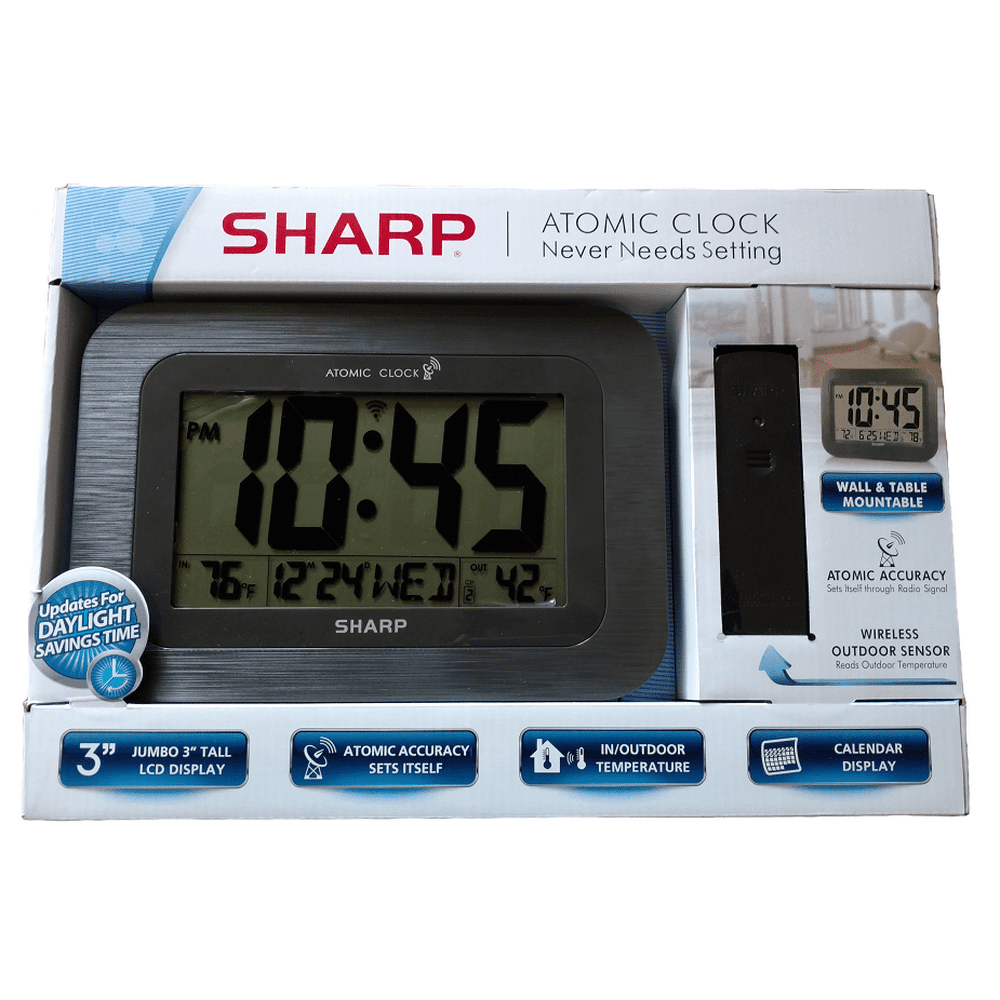 Refurbished Sharp Digital Atomic Wall Clock - Gray - Walmart.com ... Refurbished Sharp Digital Atomic Wall Clock - Gray - Walmart.com ...