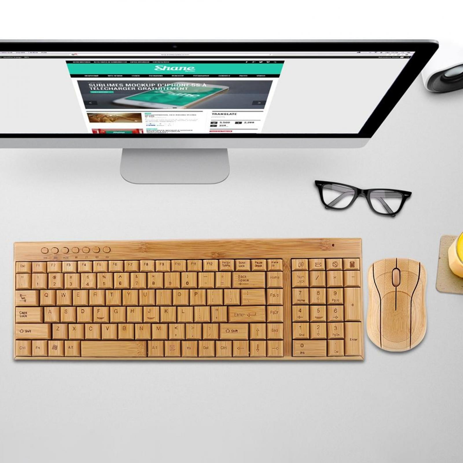 Hilitand Wireless Keyboard, Bamboo Keyboard, Bamboo For /Ios/Android ...